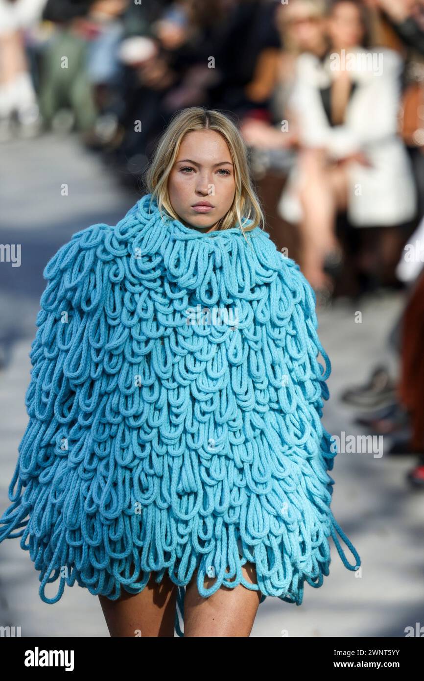 Lila Moss wears a creation as part of the Stella McCartney Fall/Winter 2024-2025 ready-to-wear ...