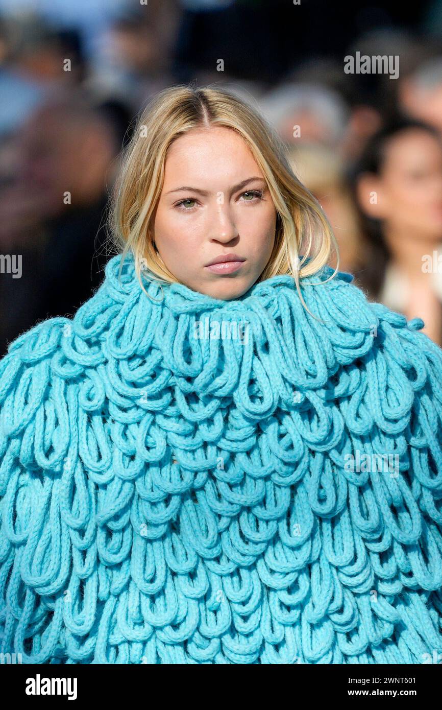 Lila Moss wears a creation as part of the Stella McCartney Fall/Winter 2024-2025 ready-to-wear ...