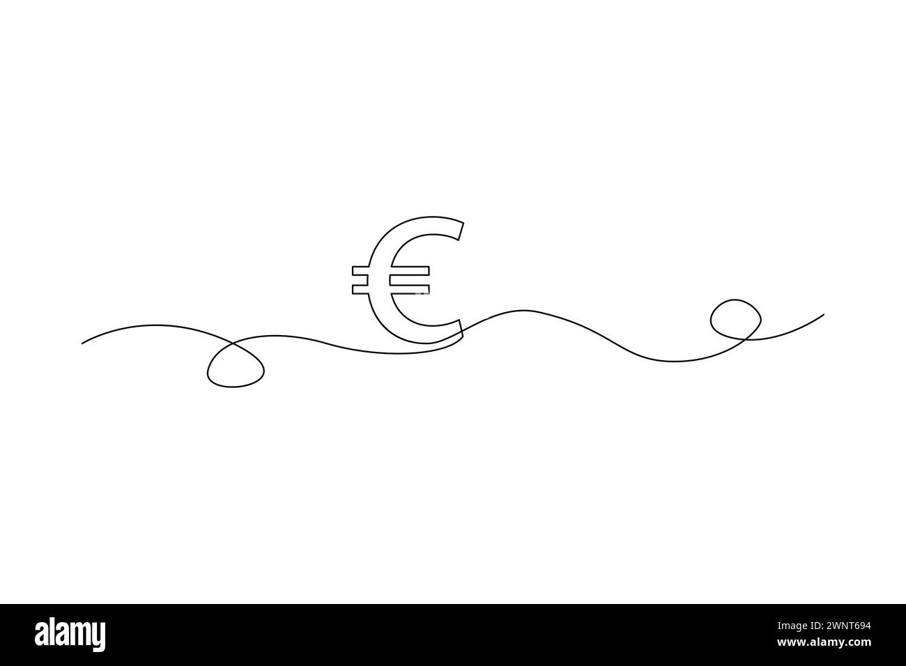 One line drawing style euro money sign. Vector illustration. EPS 10 ...