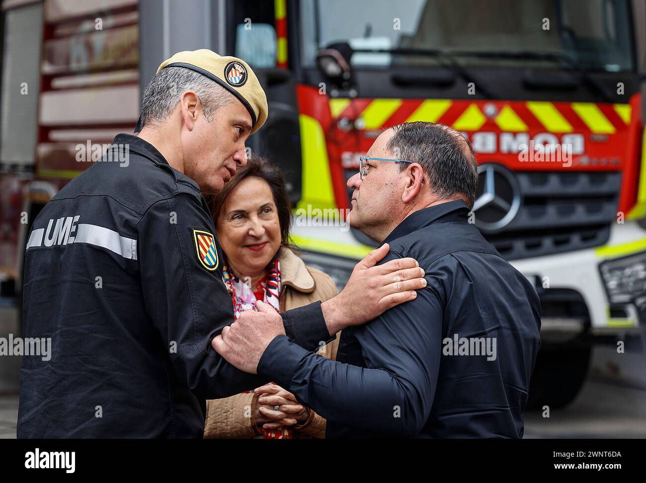 The Minister of Defense, Margarita Robles, visits the personnel who ...