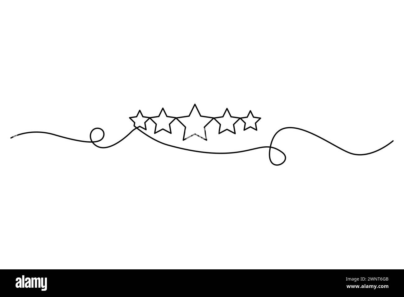 Five stars customer product rating one line drawing. Vector ...