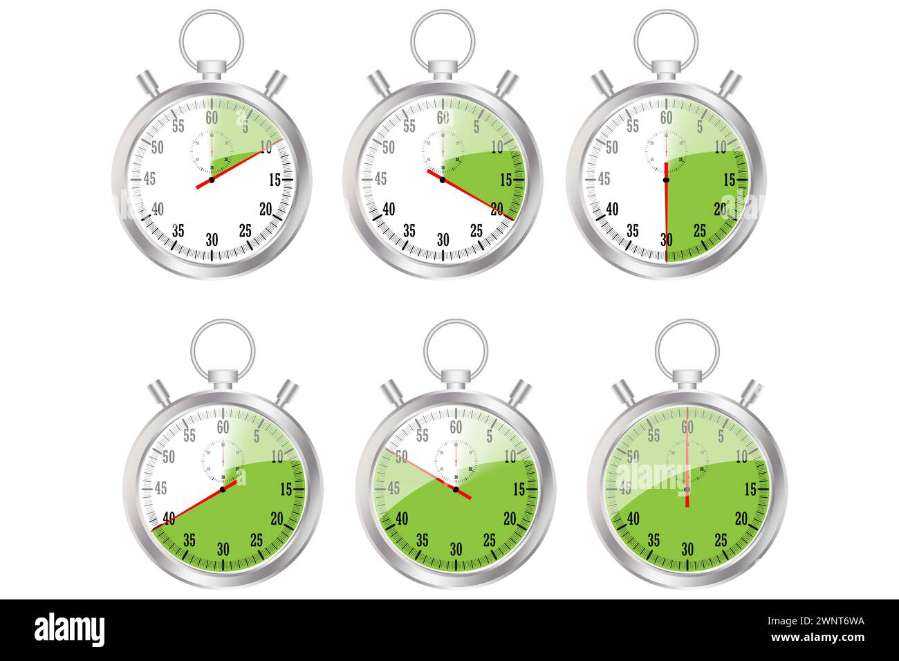 Realistic classic stopwatch. Time counter with dial. Shiny metal ...