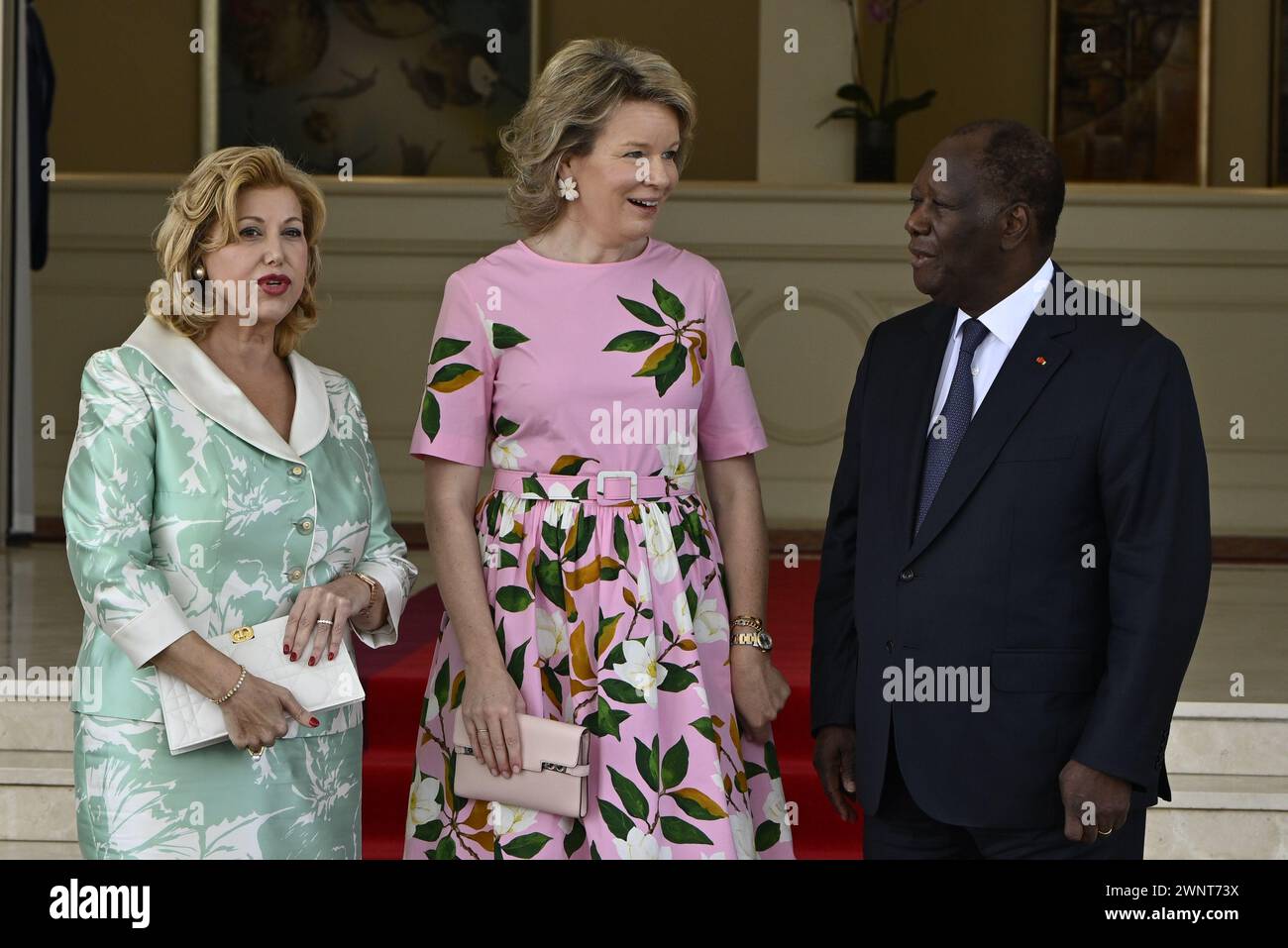 Ivory Coast First Lady Dominique Ouattara, Queen Mathilde of Belgium ...