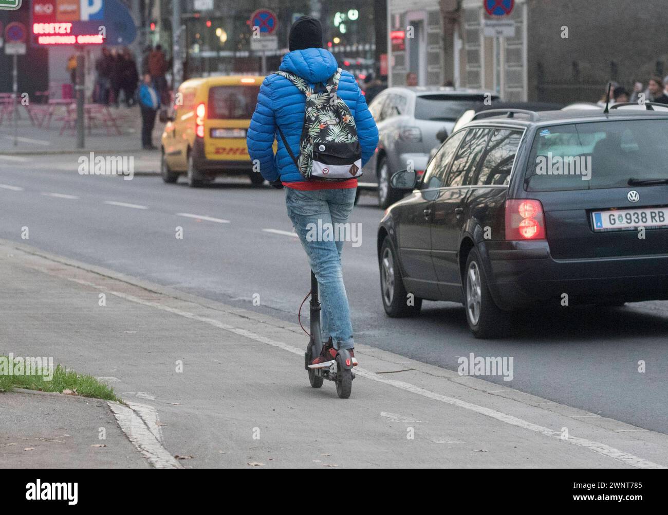an e-scooter or a motorized scooter, an electric vehicle, e-mobility e ...