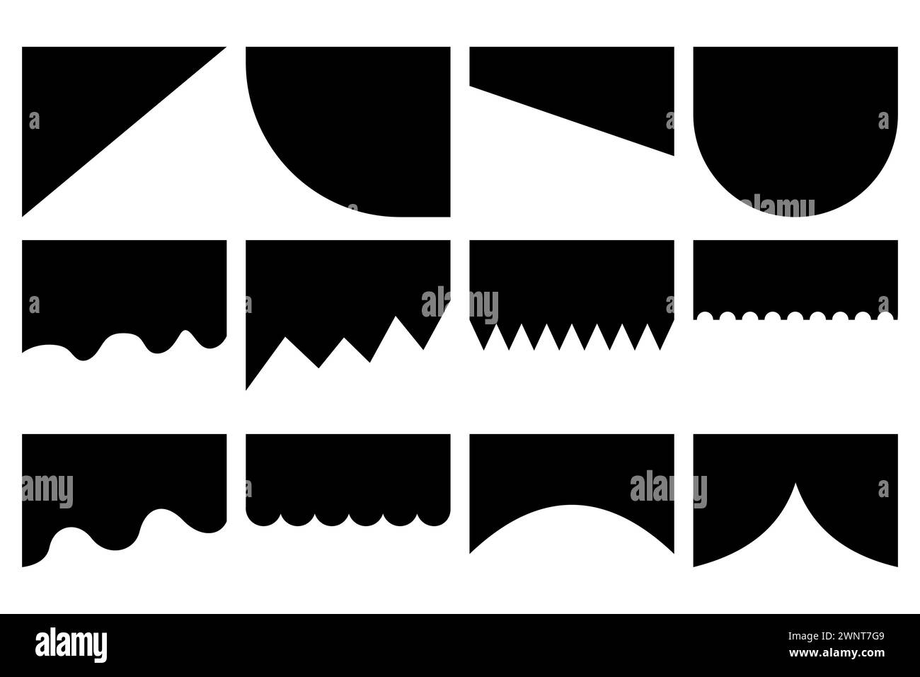 Black divider shapes template for website. Collection of abstract ...