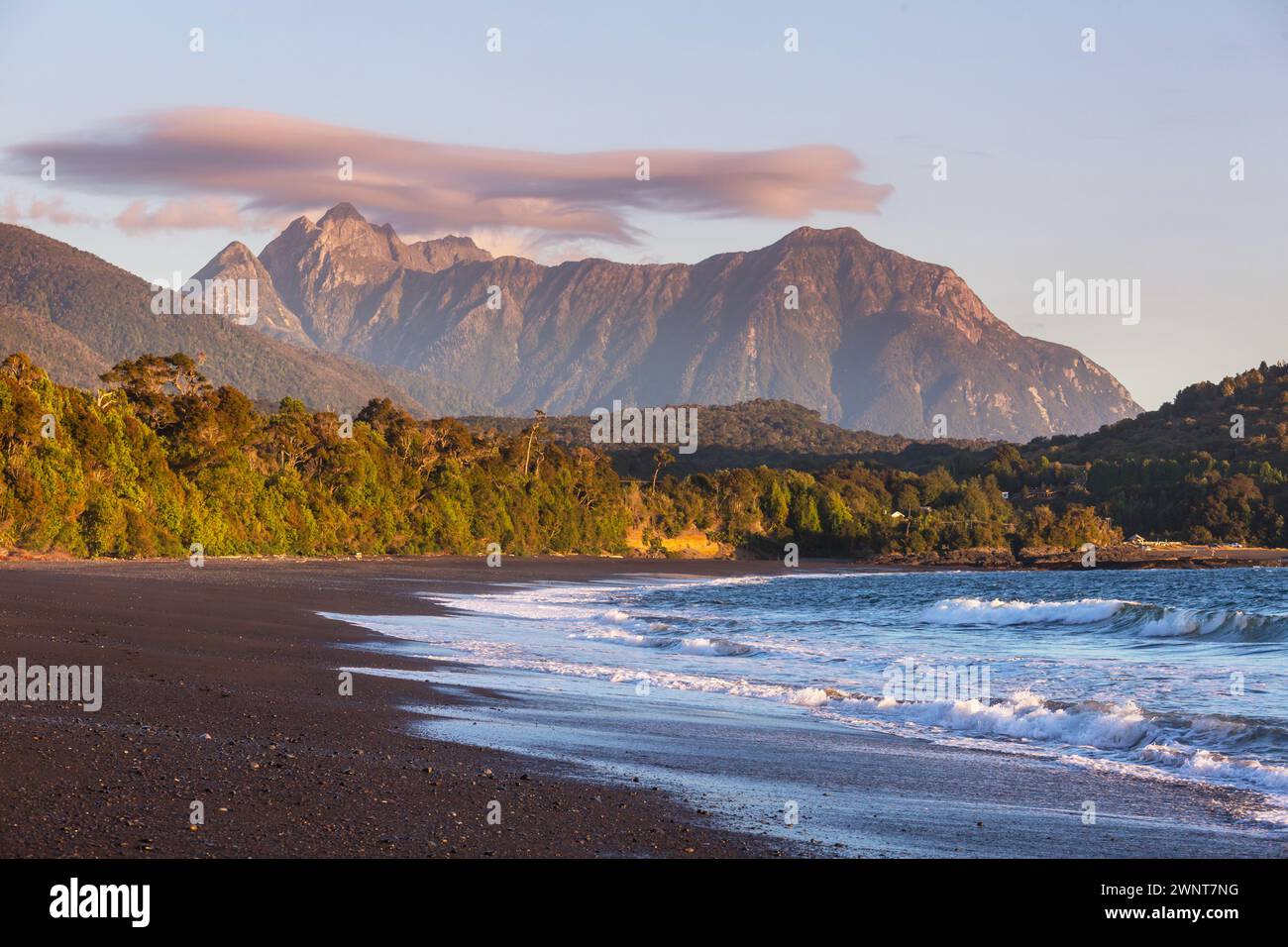 Pacific ocean coast along Carretera Austral, Patagonia, Chile Stock ...