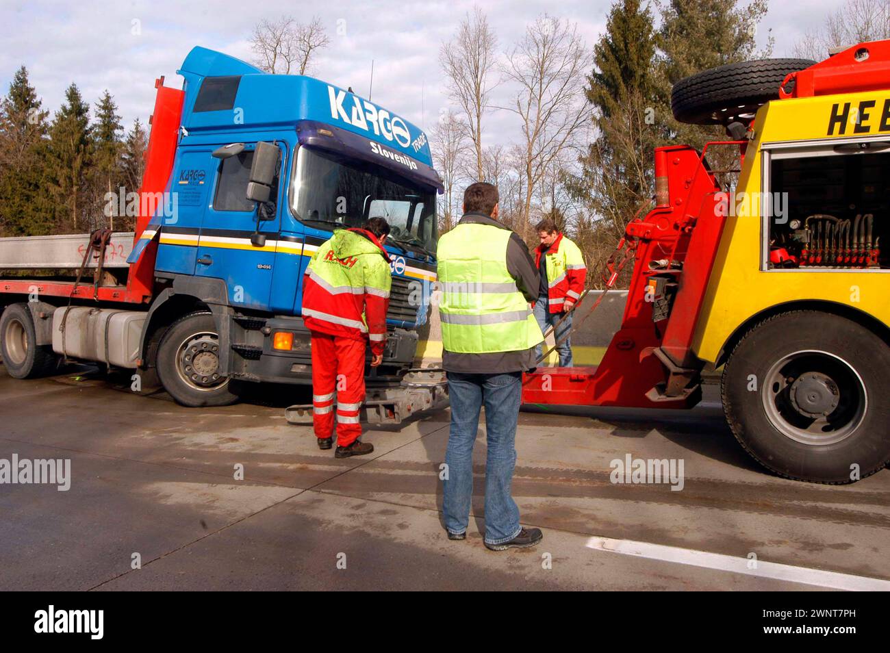 Towing a truck with a towing service after a breakdown Towing a truck ...