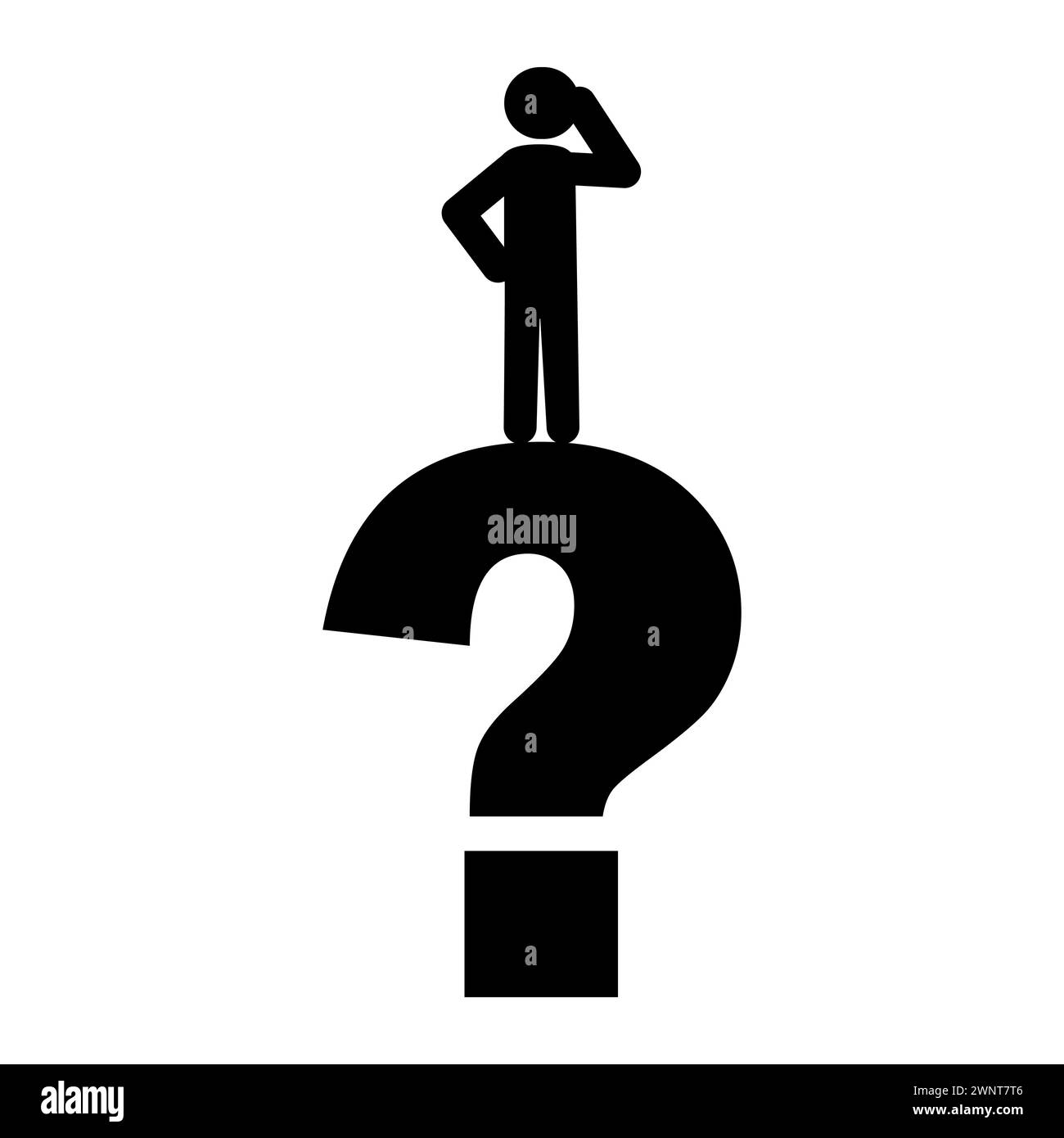 Icon of person with doubts. Question mark man icon. Vector illustration ...