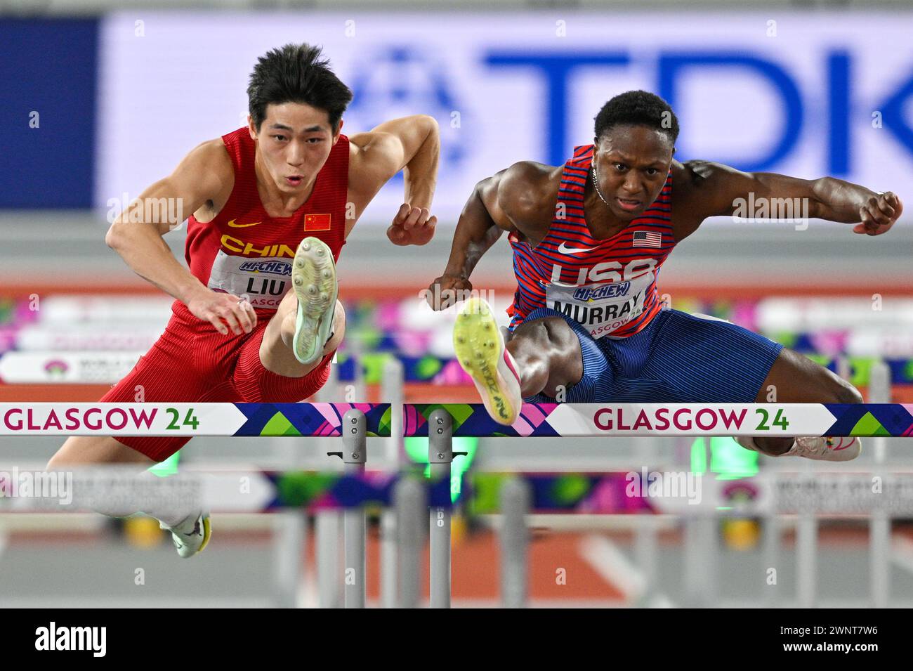 Glasgow, UK. 02nd Mar, 2024. GLASGOW, UNITED KINGDOM - MARCH 2: Junxi Liu of China and Cameron ...