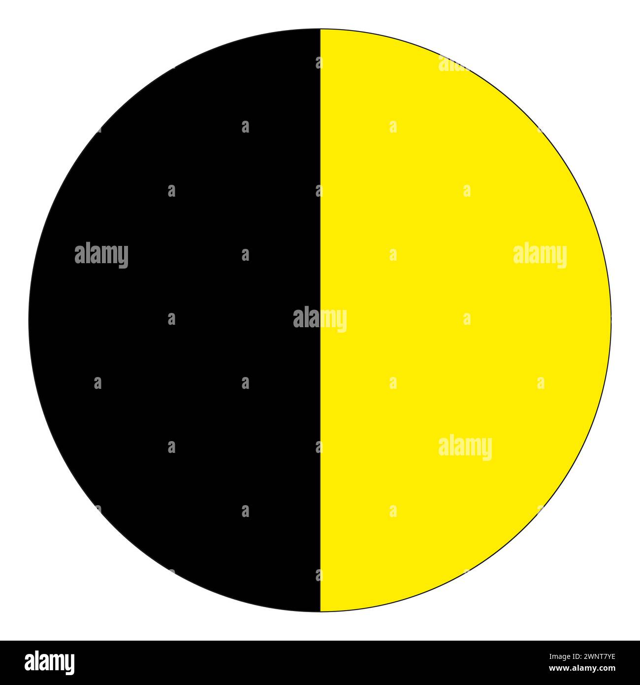 Symbolic depiction of day and night creation. A circle split into black ...