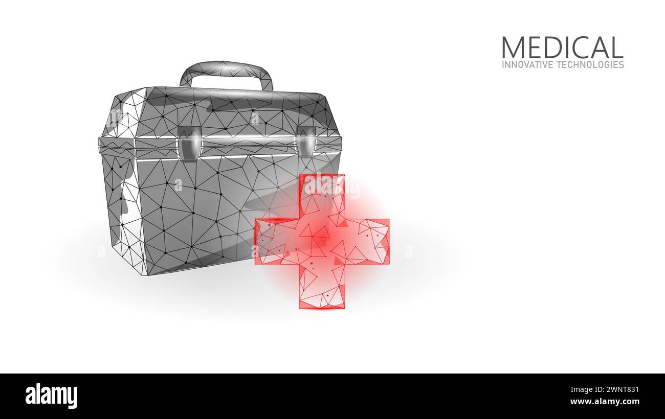 3D human part transplantation case. Red low poly anatomy organ ...