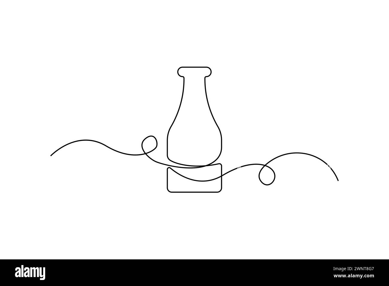 Bottle of Water sketch. Continuous one simple line drawing. Vector ...