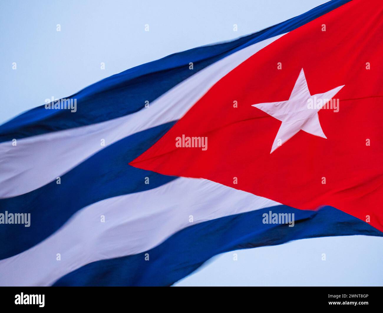 Cuba Flag Waving on flagpole, close up. Cuba flag flaping in wind ...