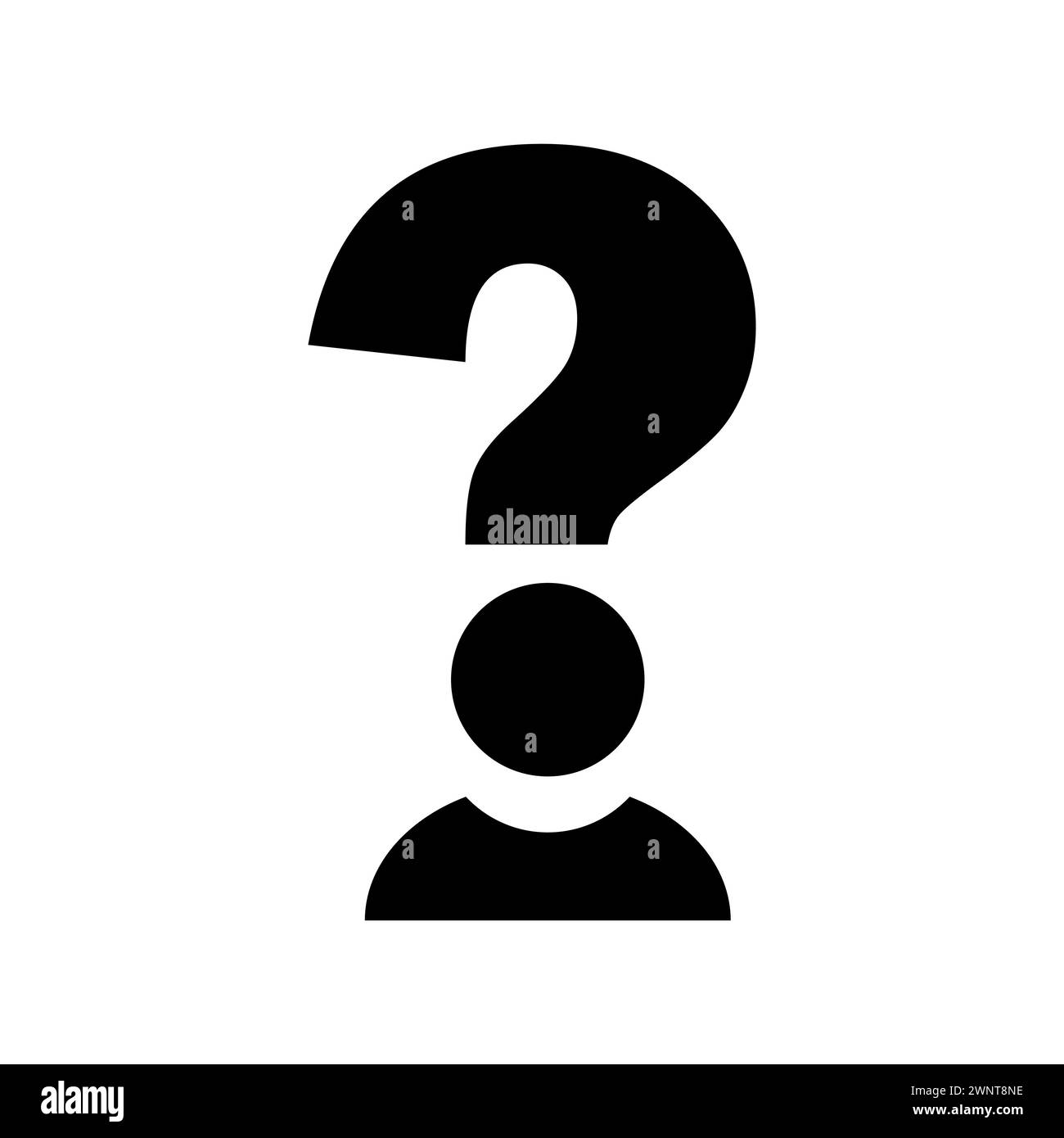 Icon of person with doubts. Question mark man icon. Vector illustration ...
