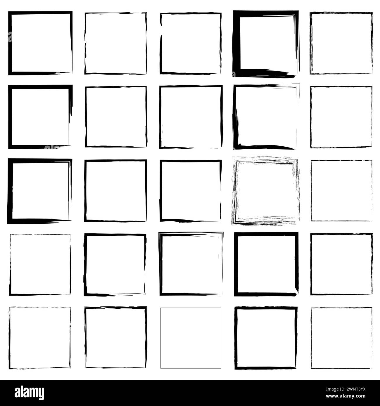 Collection of square frames, from clean outlines to textured brush ...