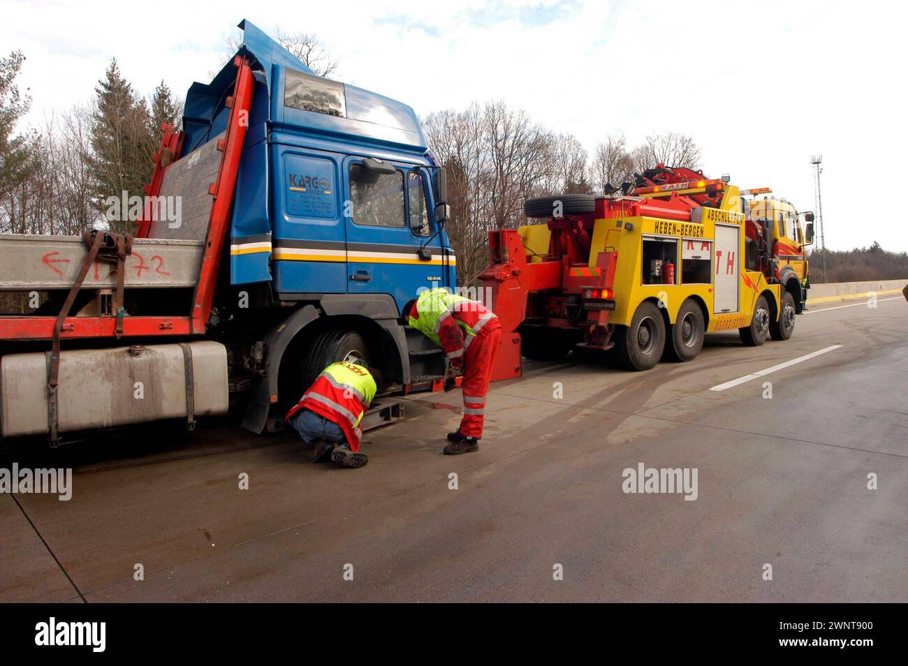 Towing a truck with a towing service after a breakdown Towing a truck ...