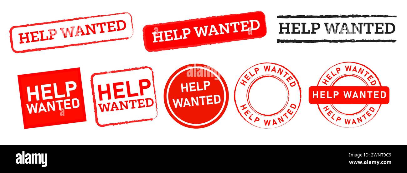 help wanted rectangle and circle stamp label sticker sign looking for ...