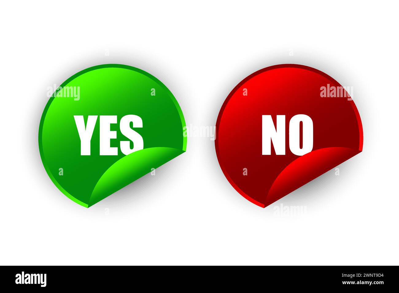 Yes or no stickers. Symbols YES and NO button. Green check mark Yes and ...