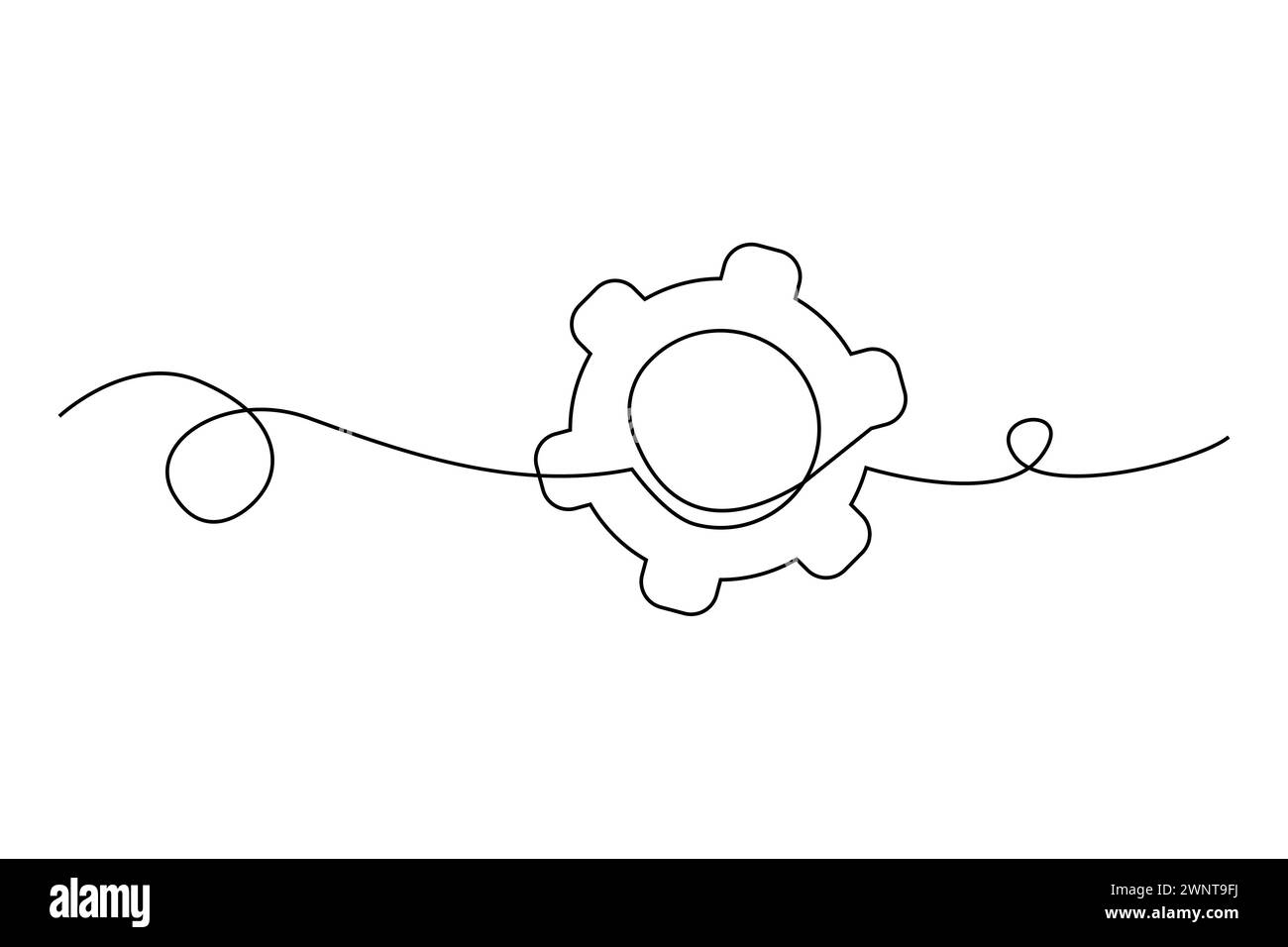 Single gear one line drawing. Moving cog gear. One continuous line of ...