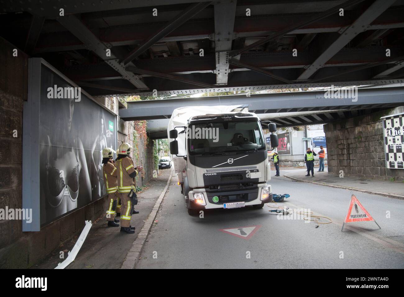 truck accident because of driving height at an underpass or bridge ...