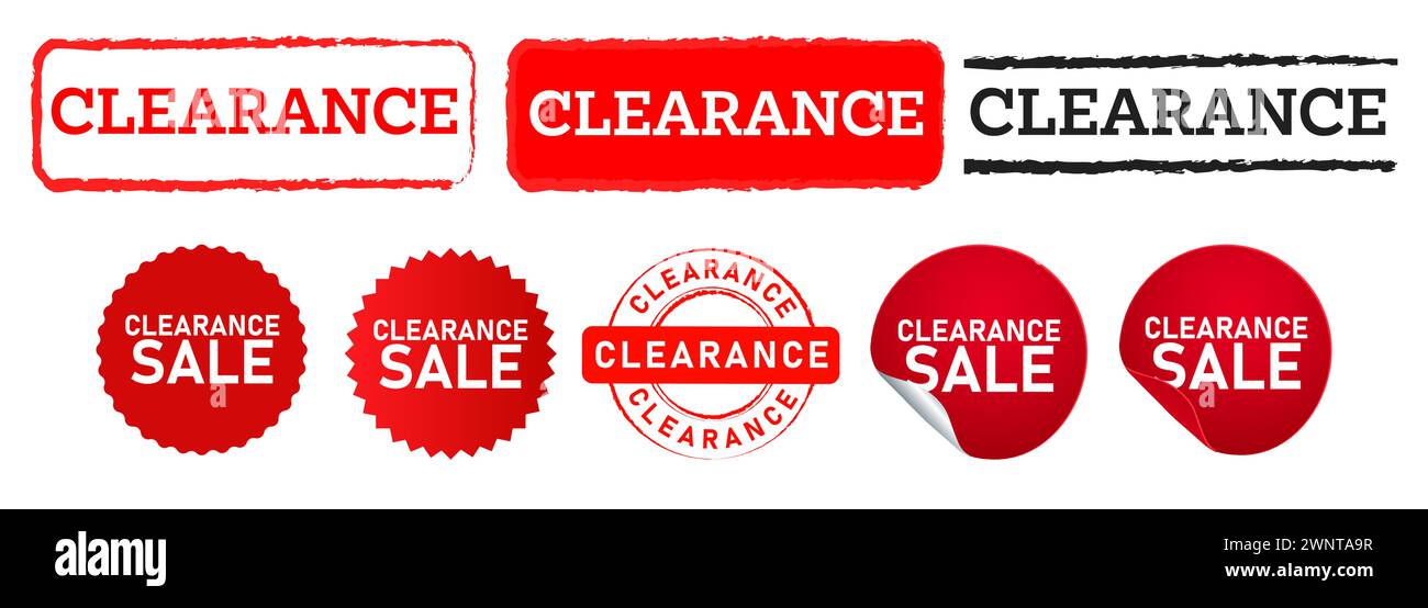 clearance circle and rectangle red stamp and label sticker sign ...