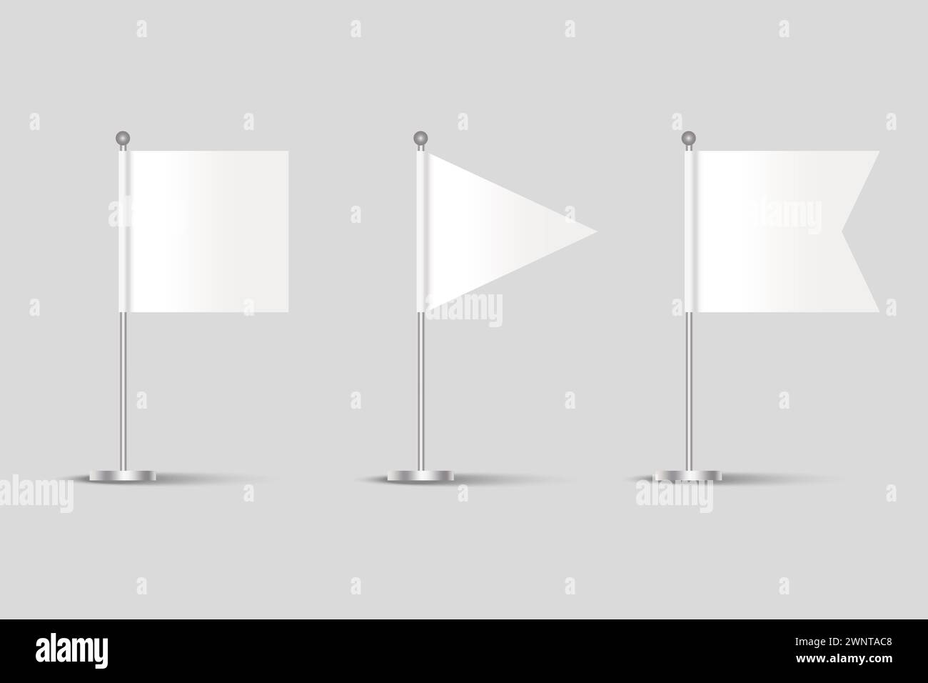 White small flags on poles. Vector illustration. EPS 10. Stock image ...