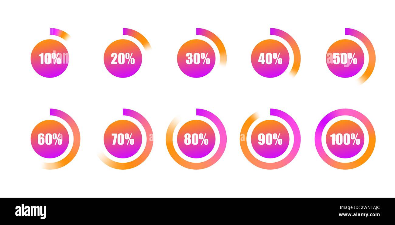 Set of circular progress bar icons. Timer icon. Good for download ...