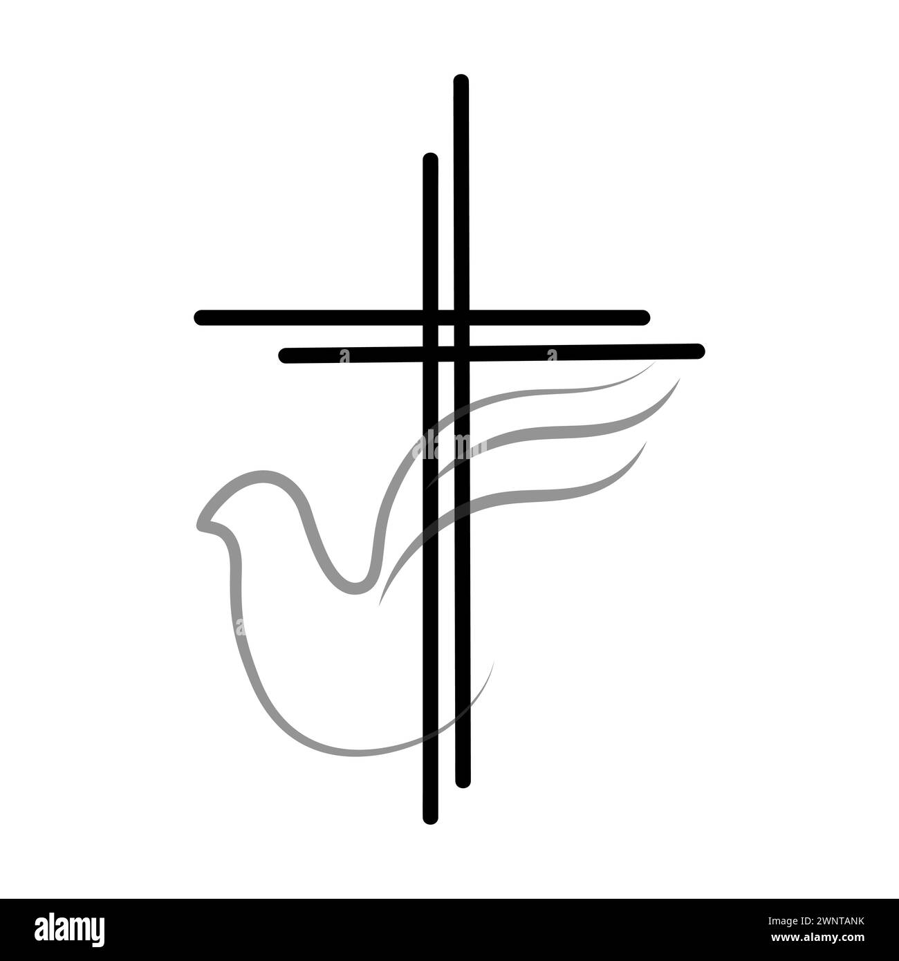 Cross dove. A symbol of peace. Flying dove near the cross. Vector ...