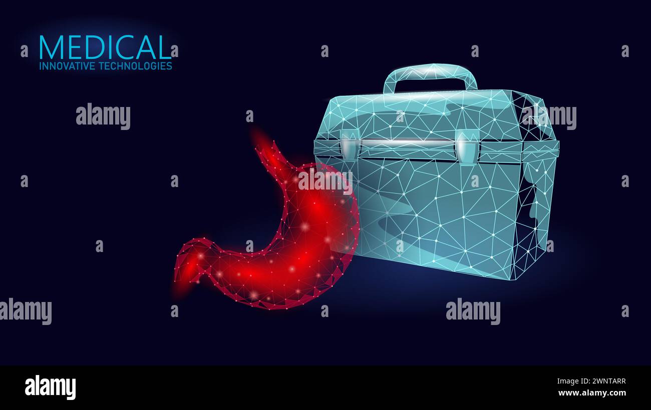 3D human kidneys transplantation case. Red low poly kidneys anatomy ...