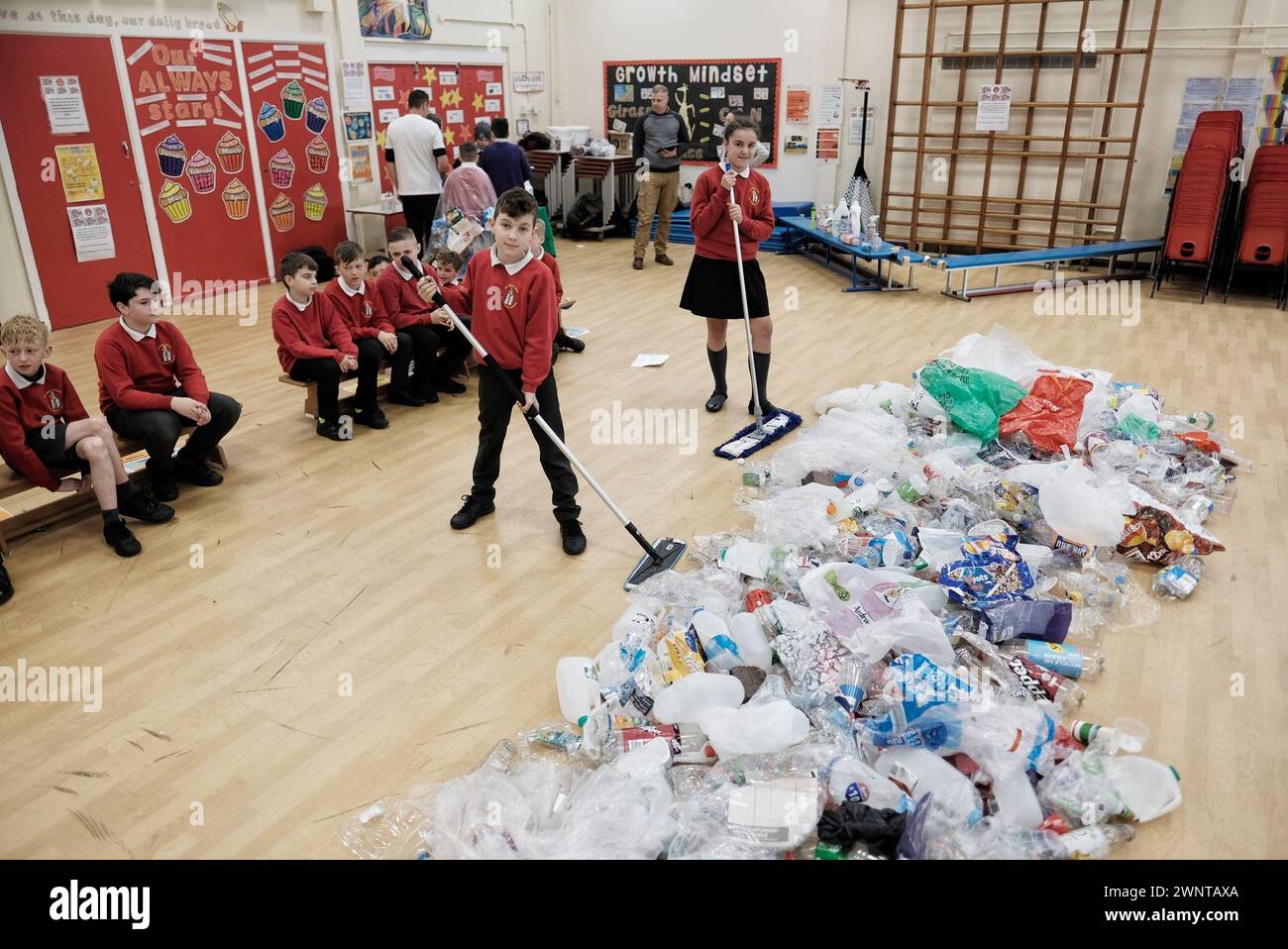 Undated handout photo issued by Greenpeace UK of school children at St ...