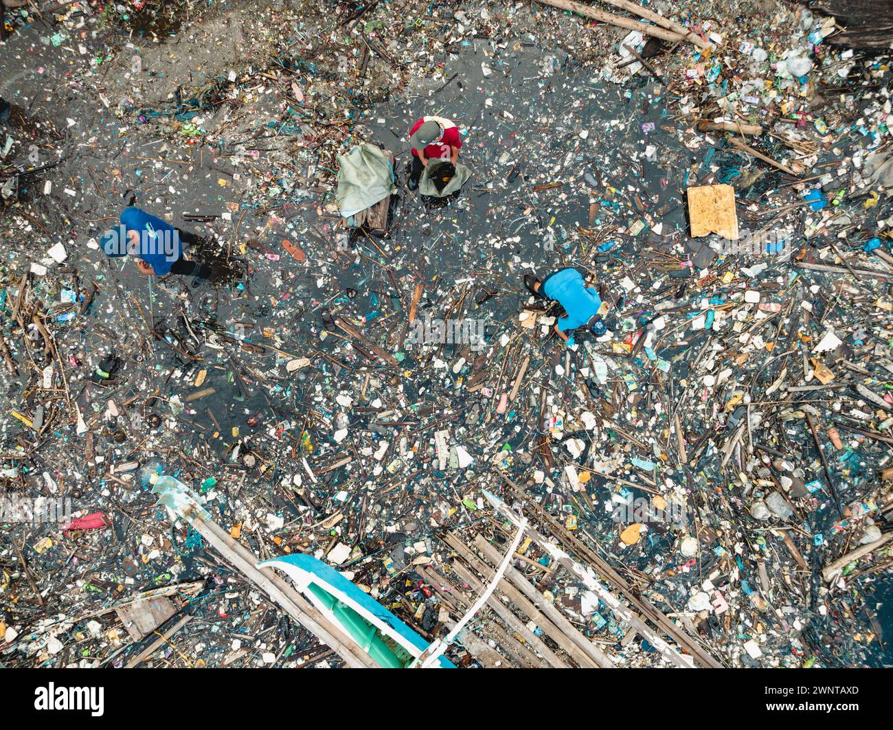 Undated handout photo issued by Greenpeace UK of riverside trash ...