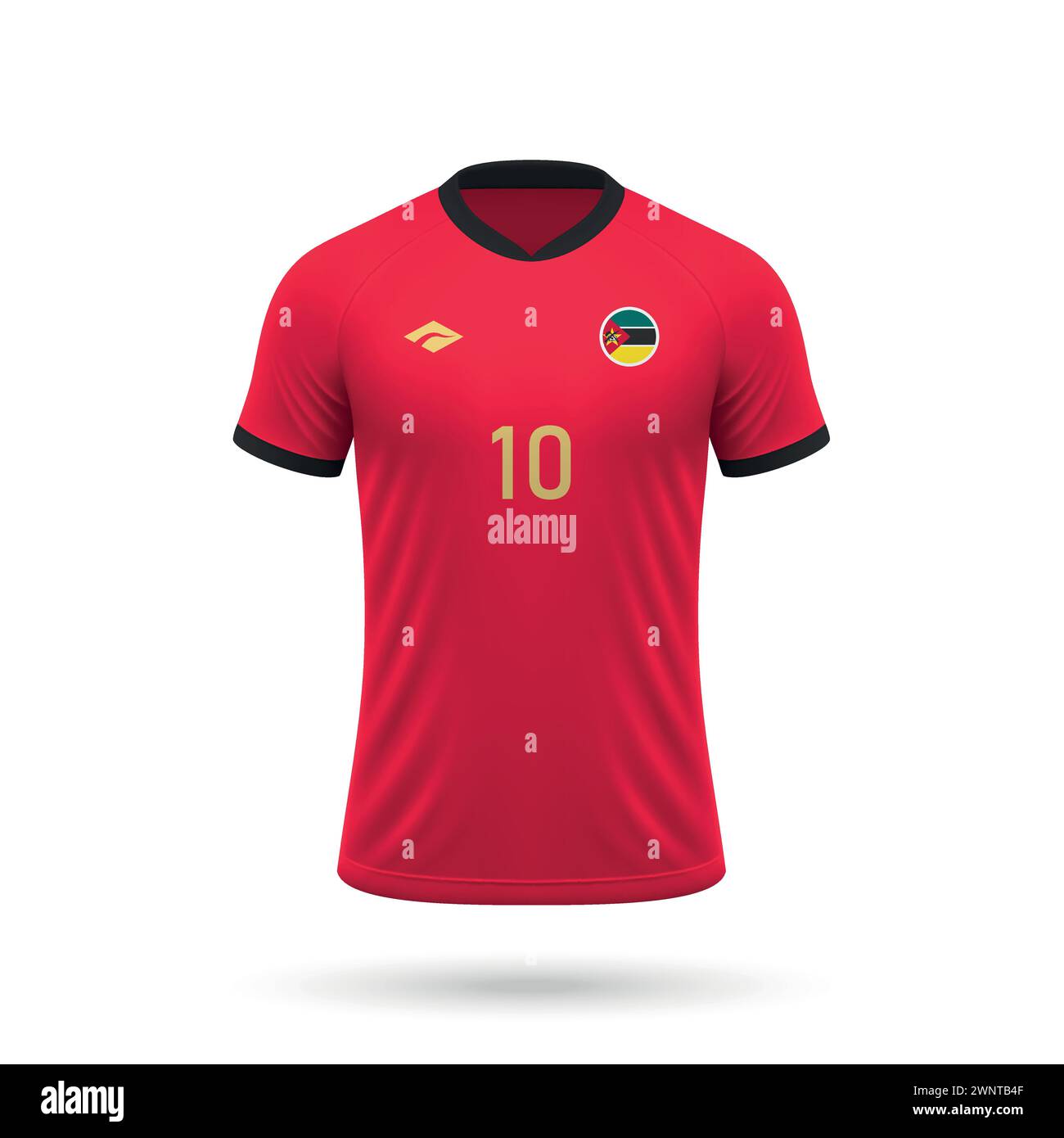 3d realistic soccer jersey Mozambique national team, shirt template for ...