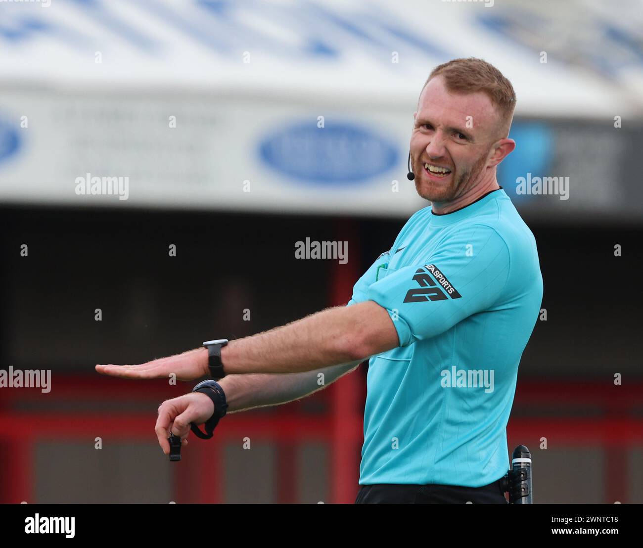 DAGENHAM, ENGLAND - MARCH 03: Referee Stephen Parkinson in action ...