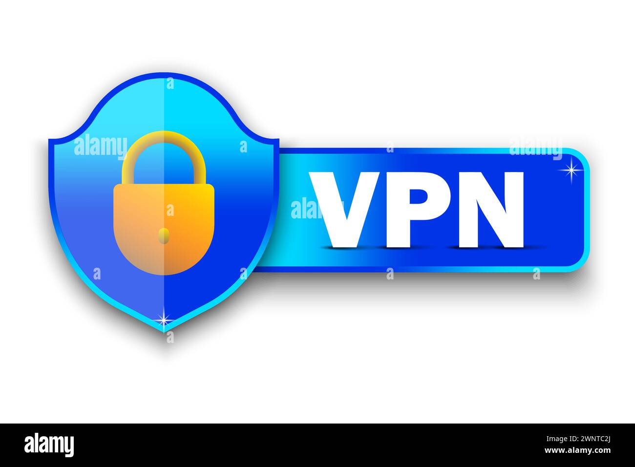 VPN Virtual private network connectivity. Blue VPN shield. Internet ...