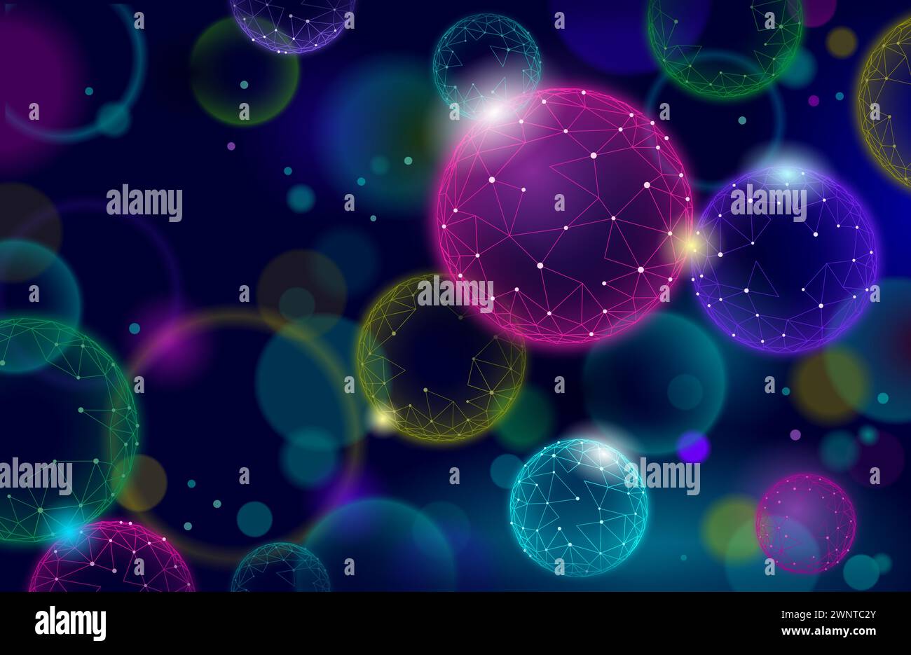 Low poly water molecule structure 3D render concept. Polygonal science ...