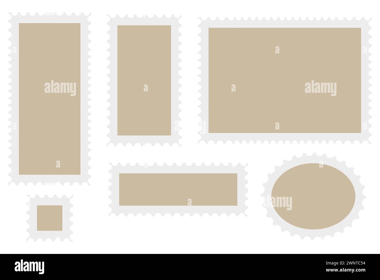 Postage Stamp Frames Set Blank Vintage Postage Stamps With Perforated