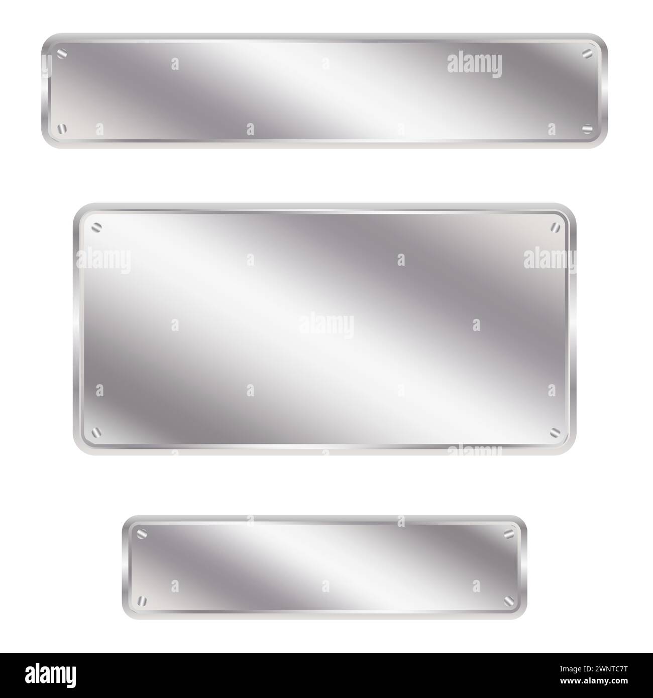 Metal name plate. Metal label with screws. Vector illustration. EPS 10 ...