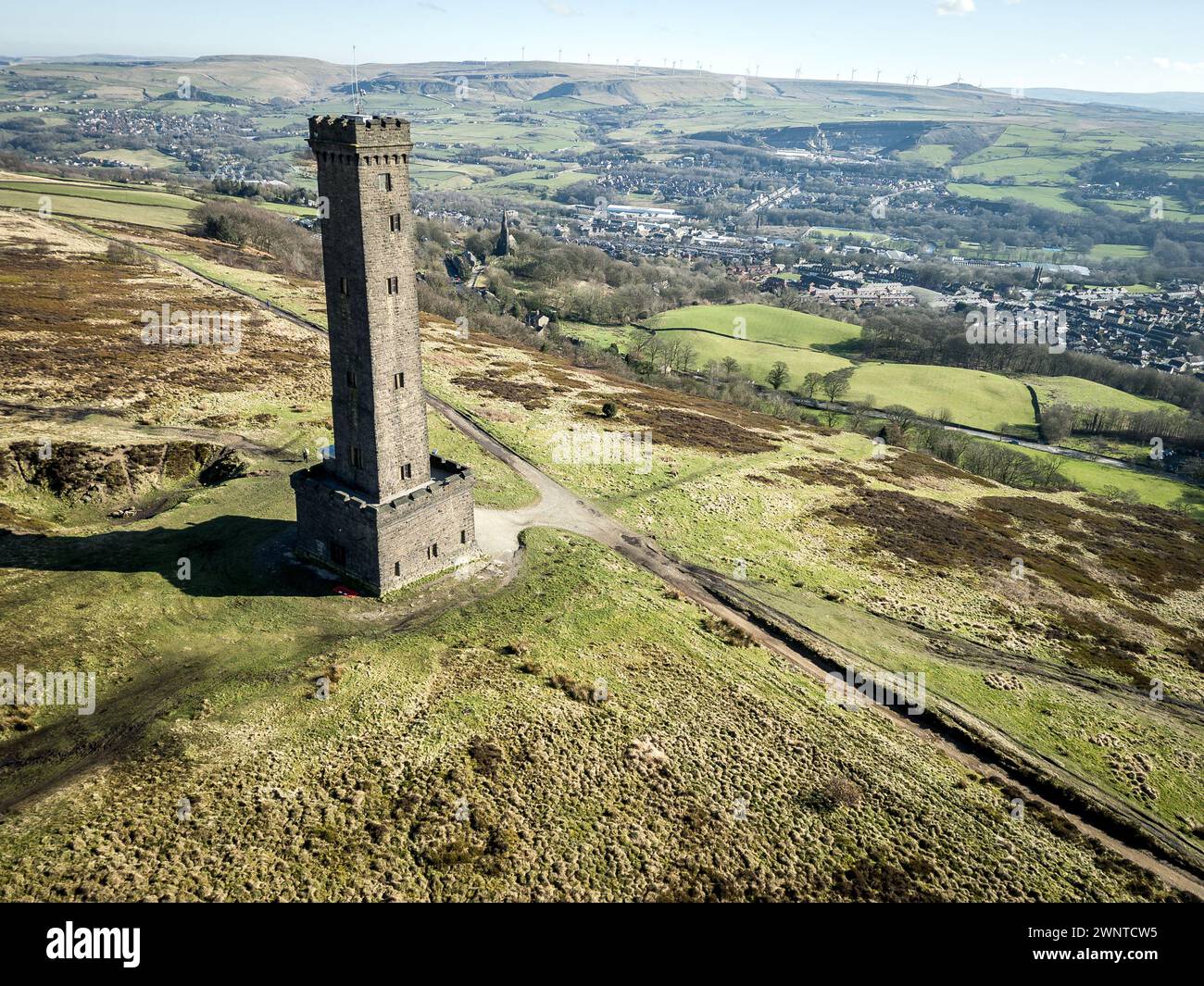 Bury, England, UK, Monday March 04, 2024. Walkers take in the sunshine ...