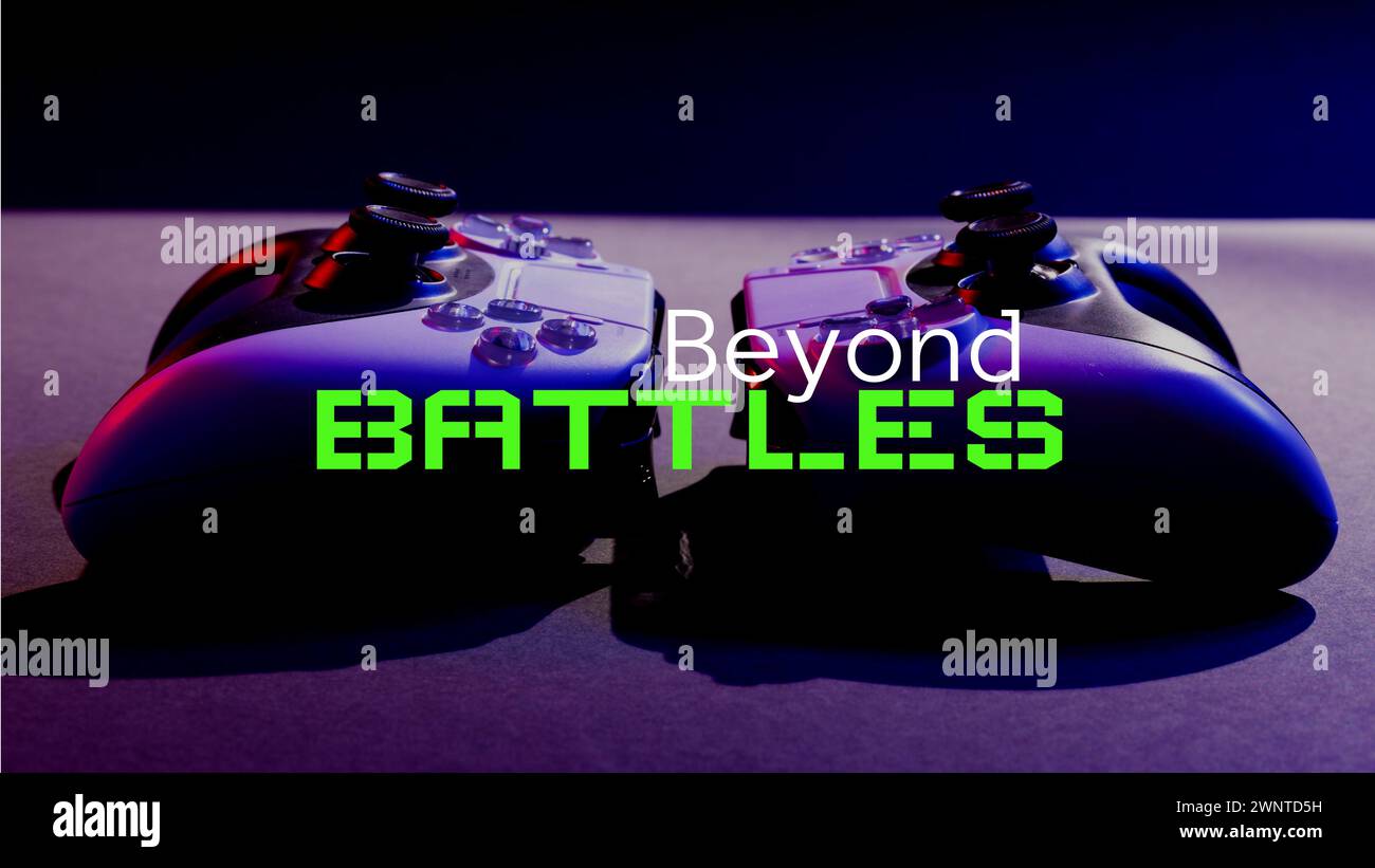 Promoting competitive gaming events, two controllers signify teamwork ...