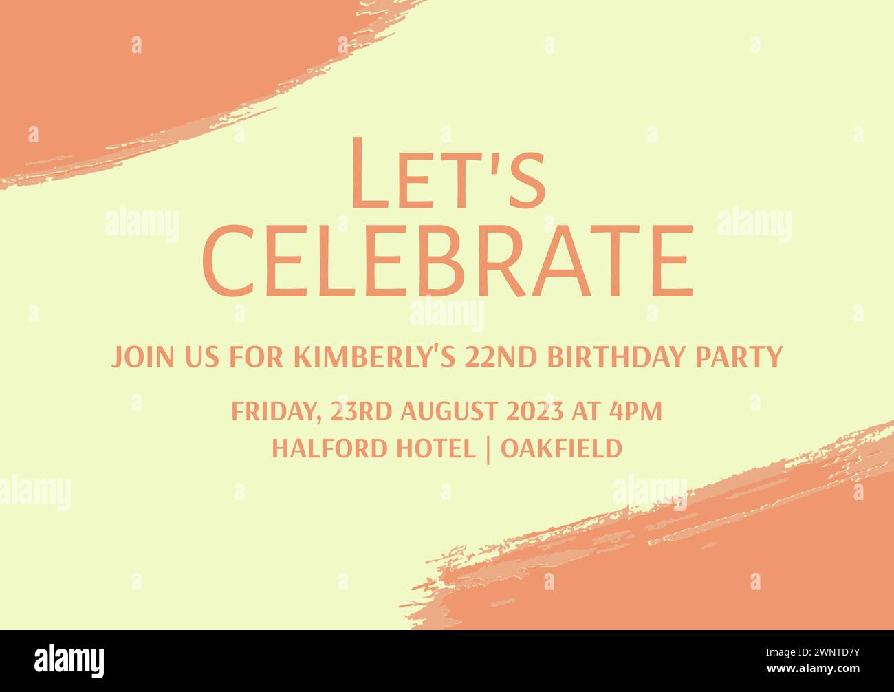 Invitation template, featuring warm, brush-stroke background, evokes a ...