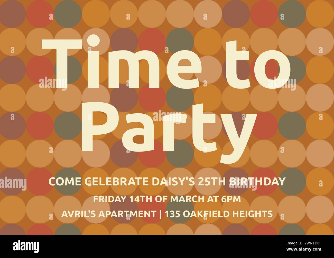 Invitation template, featuring a colorful polka dot background, evoking ...