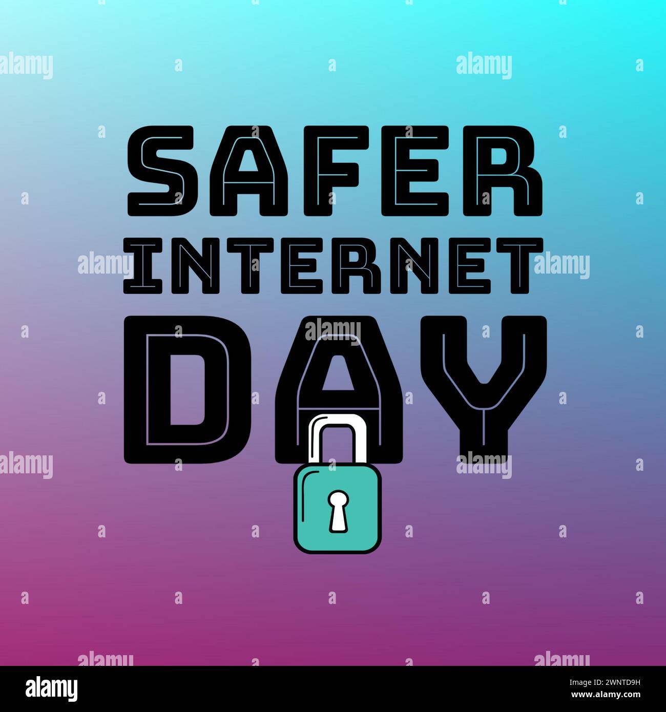 Promote online safety, vibrant gradient backdrop with padlock icon ...