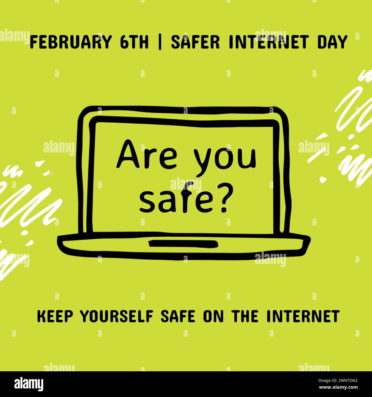 Promote online safety, laptop with caution Stock Photo - Alamy