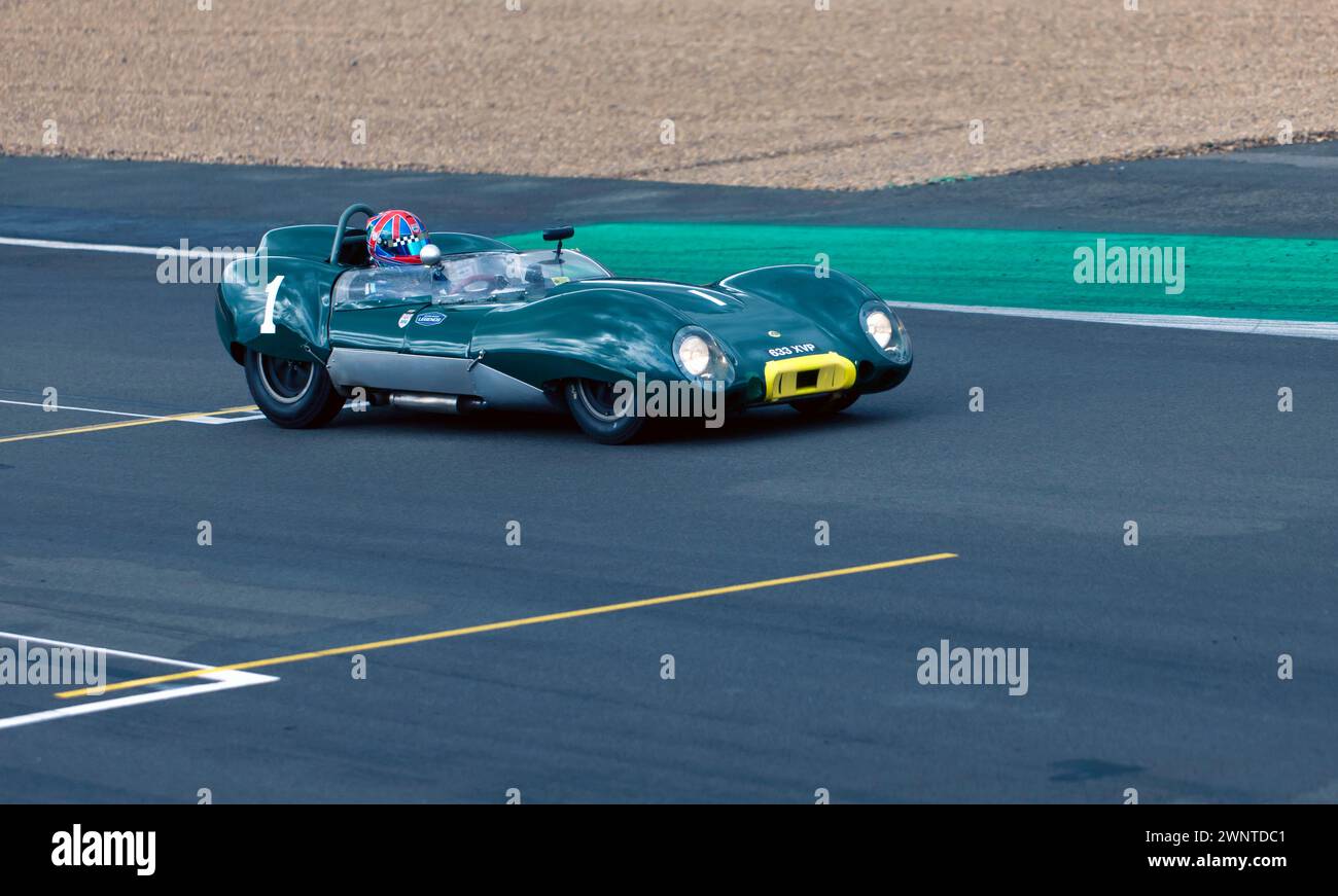 Oliver Bryant driving his Green, 1958, Lotus XV, During the Stirling ...