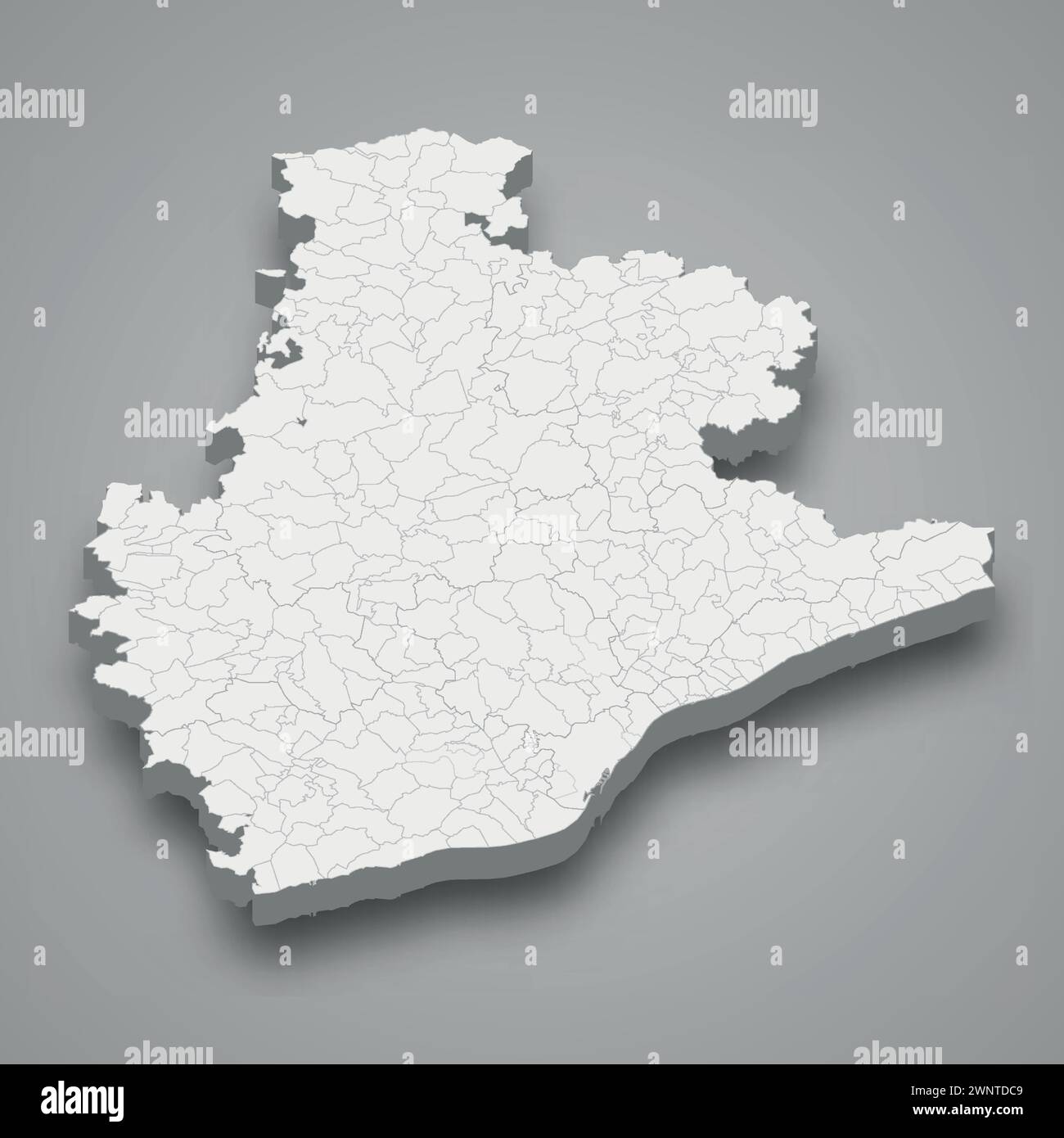 3d isometric map of Barcelona is a province of Spain with borders ...