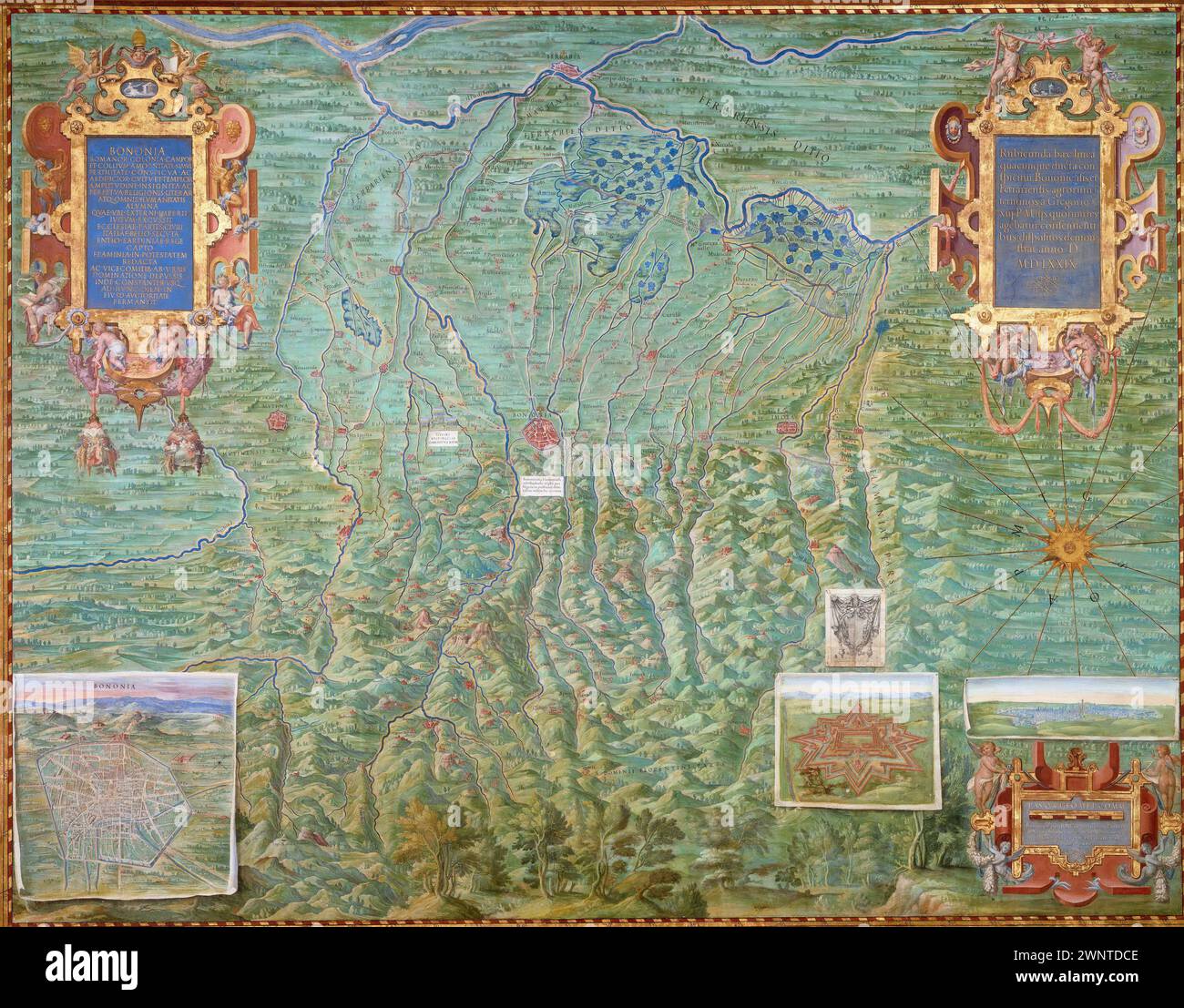 Antique world maps HQ – Map of the Territory of Bologna 1583. 327x418 ...