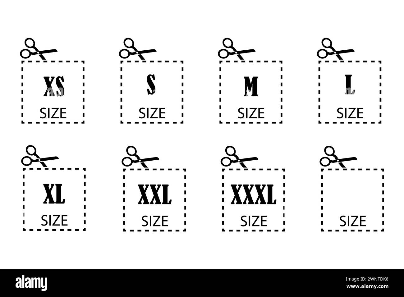 Clothes sizes sign Black and White Stock Photos & Images - Alamy