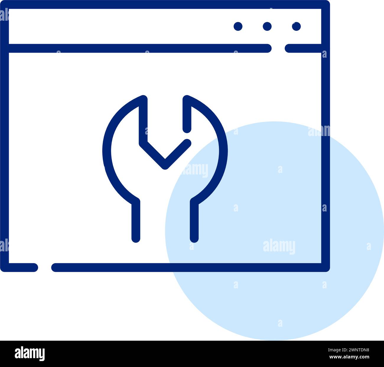 Wrench and internet browser icon representing web configuration ...