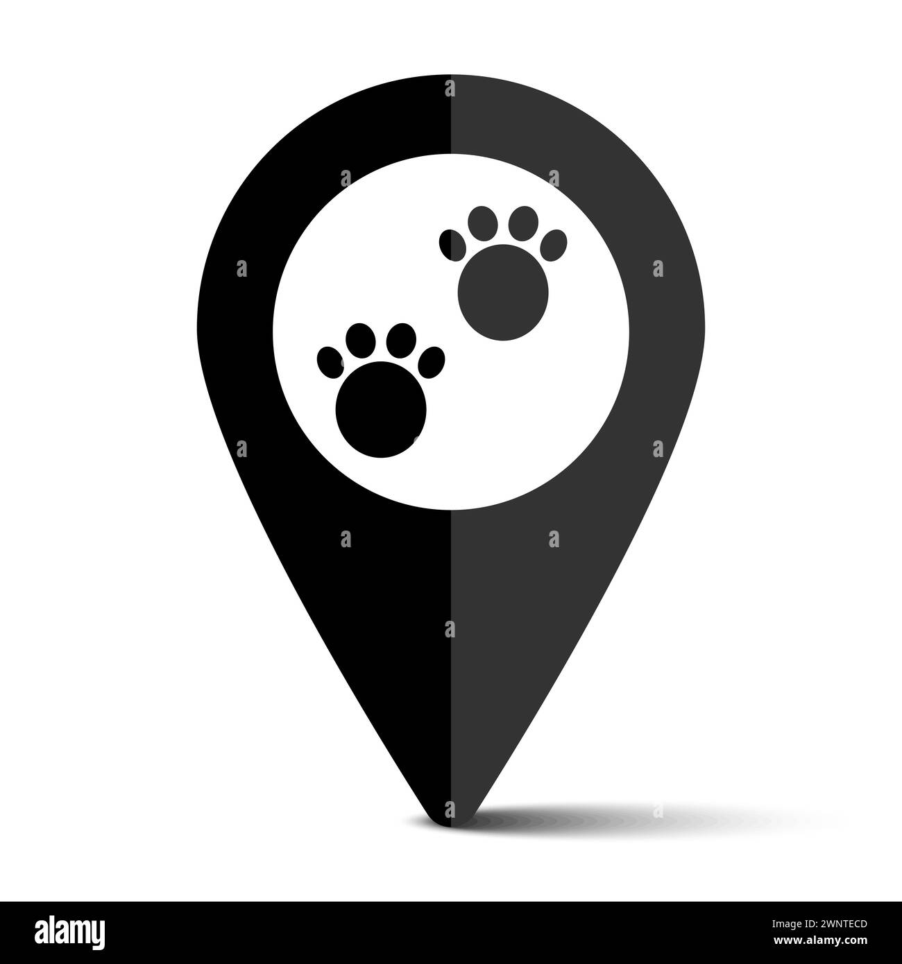 Dog paw print icon on location pin. Vector illustration. EPS 10. stock ...