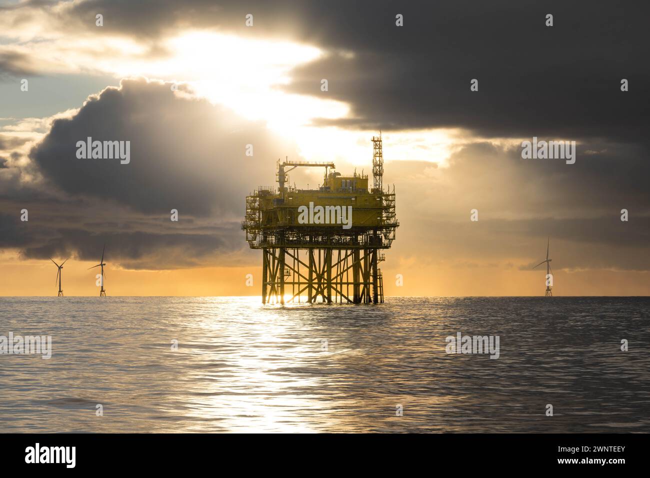 Offshore Substation Platform. North Sea Renewable Energy Windfarm Stock ...